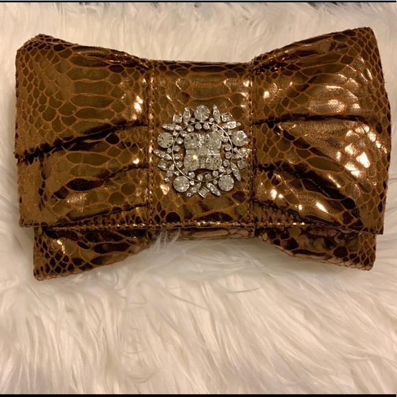 IMAN | Bags | Iman Brown Metallic Cocktail Clutch Purse | Poshmark
